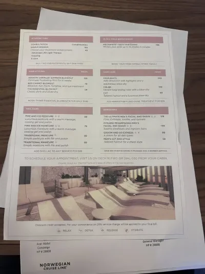 Norwegian Cruise Line Spa Prices + Menu (2026) | Cruise.Blog